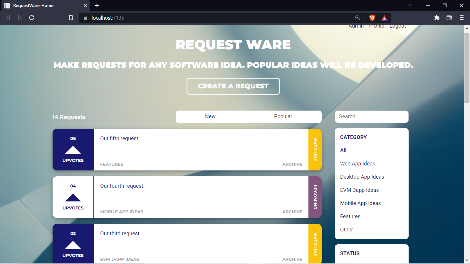 GitHub - WilliamMcRoberts/RequestWare.BlazorServer: A web app for ...