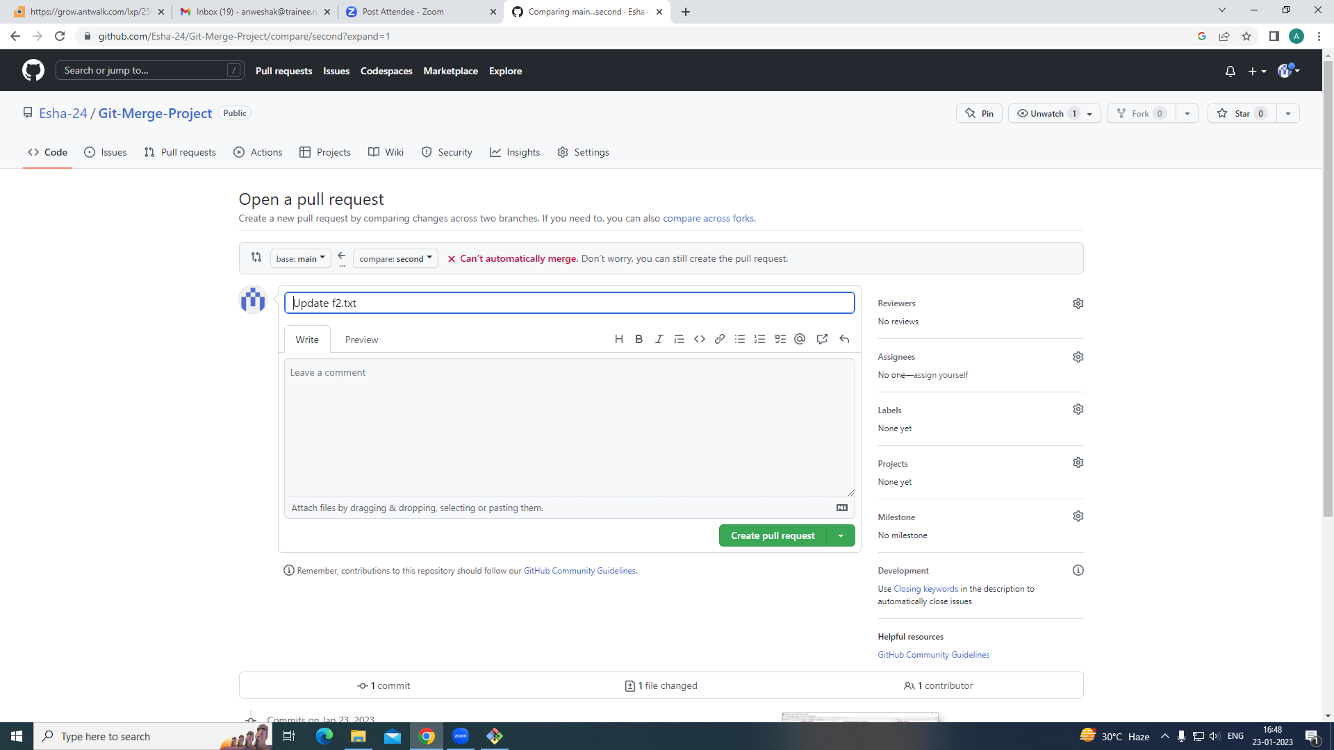 GitHub - Esha-24/Git-Merge-Project