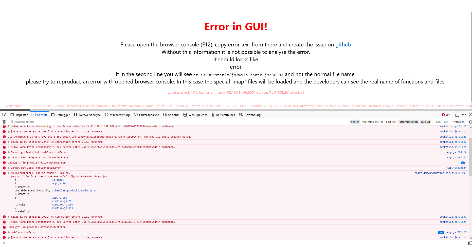 Error in GUI! · Issue #1226 · ioBroker/ioBroker.admin · GitHub