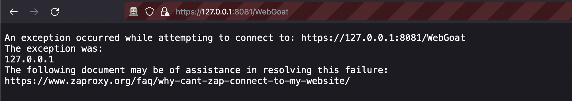 Can't access localhost WebGoat via ZAP proxy · Issue #1464 · WebGoat/WebGoat · GitHub