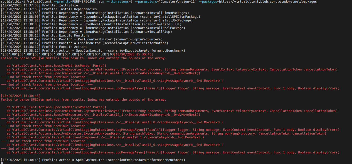 [VC_1.11.0] Failed to parse SPECjvm metrics from results because index was outside the bounds of ...