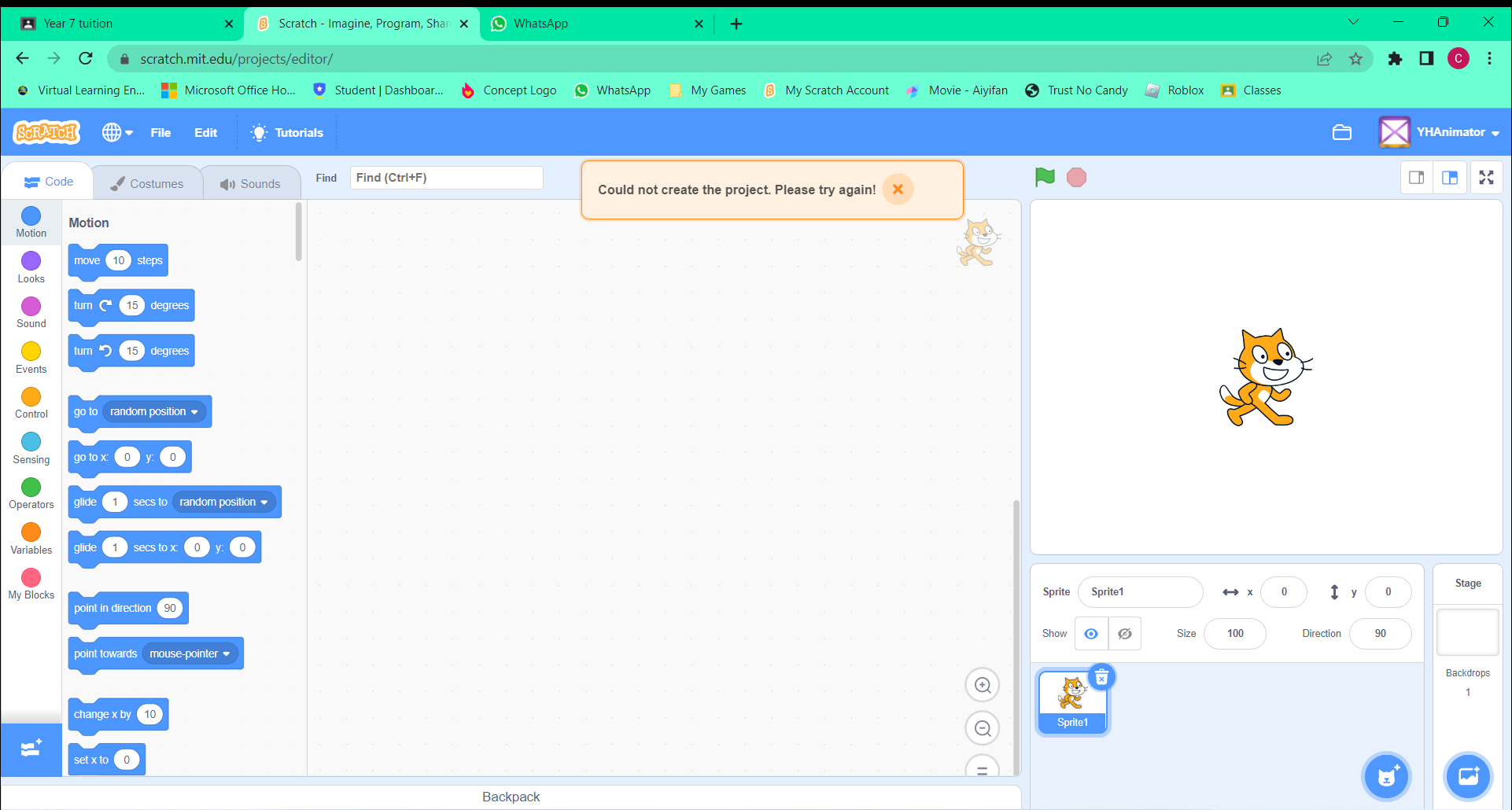 Cannot Create A Project · Issue #8710 · scratchfoundation/scratch-gui ...