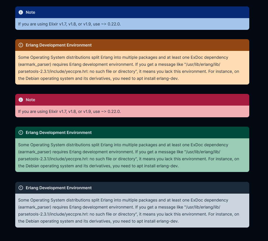 Admonition Block For Dark Mode · Issue 1522 · Elixir Lang Ex Doc · Github