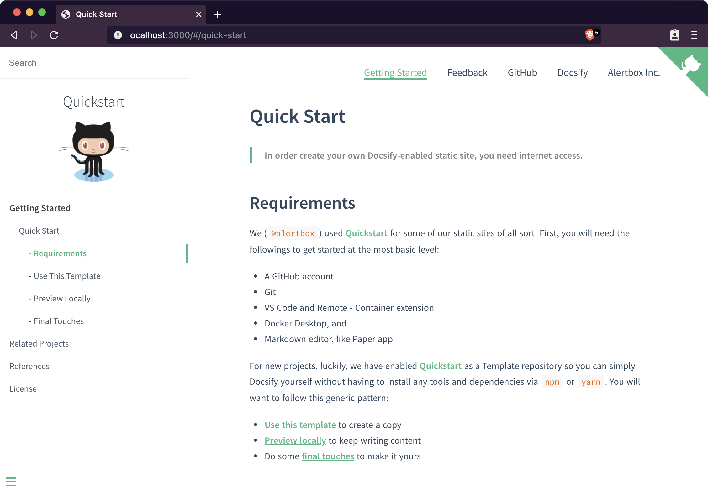 GitHub - camibrennan/docsify_with_navigation