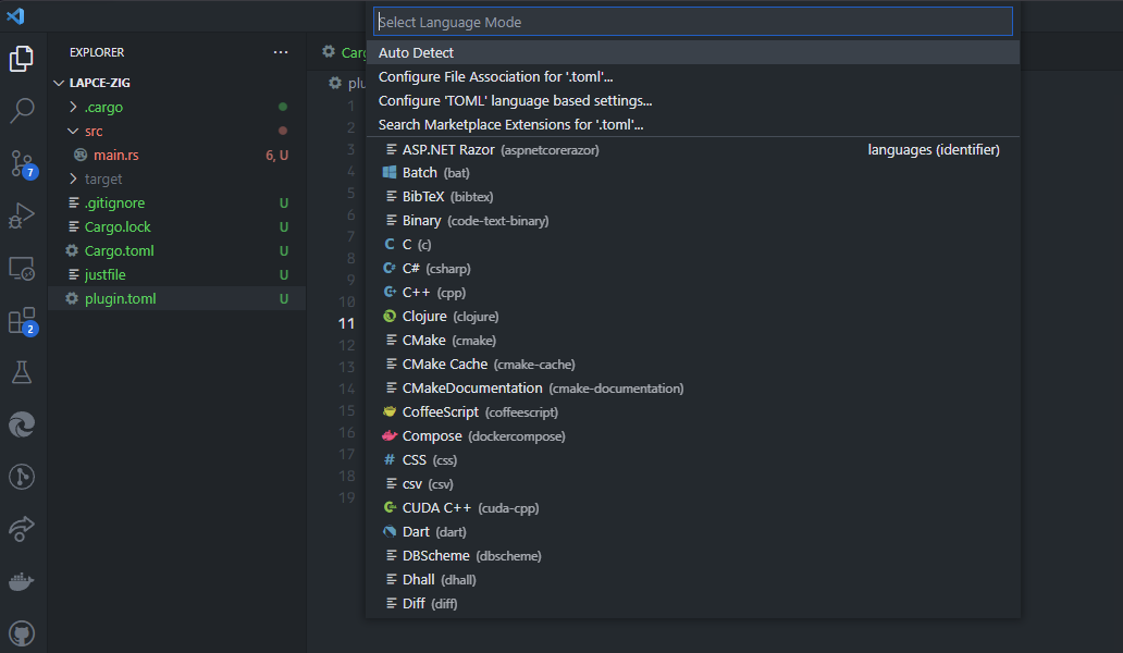 Allow selection of Language for current file to highlight · Issue #696 · lapce/lapce · GitHub