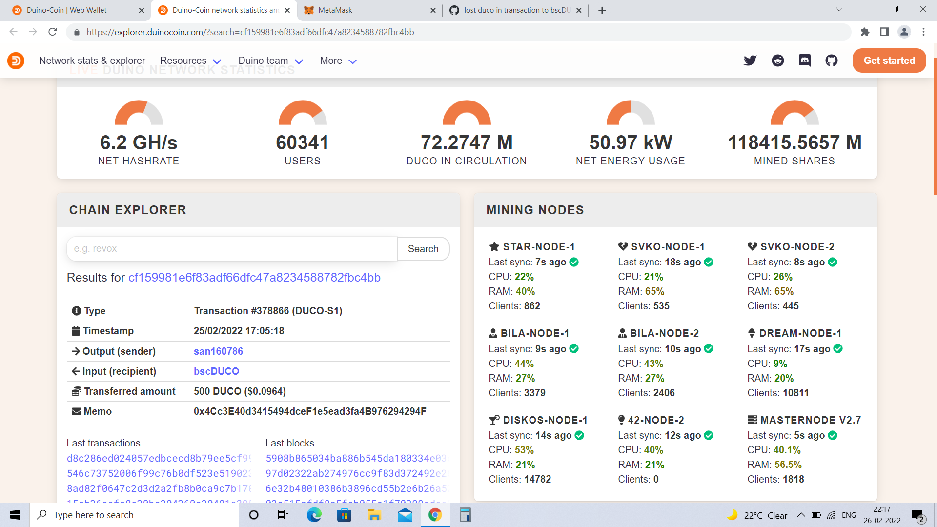 lost duco in transaction to bscDUCO(very important) · Issue #798 · revoxhere/duino-coin · GitHub