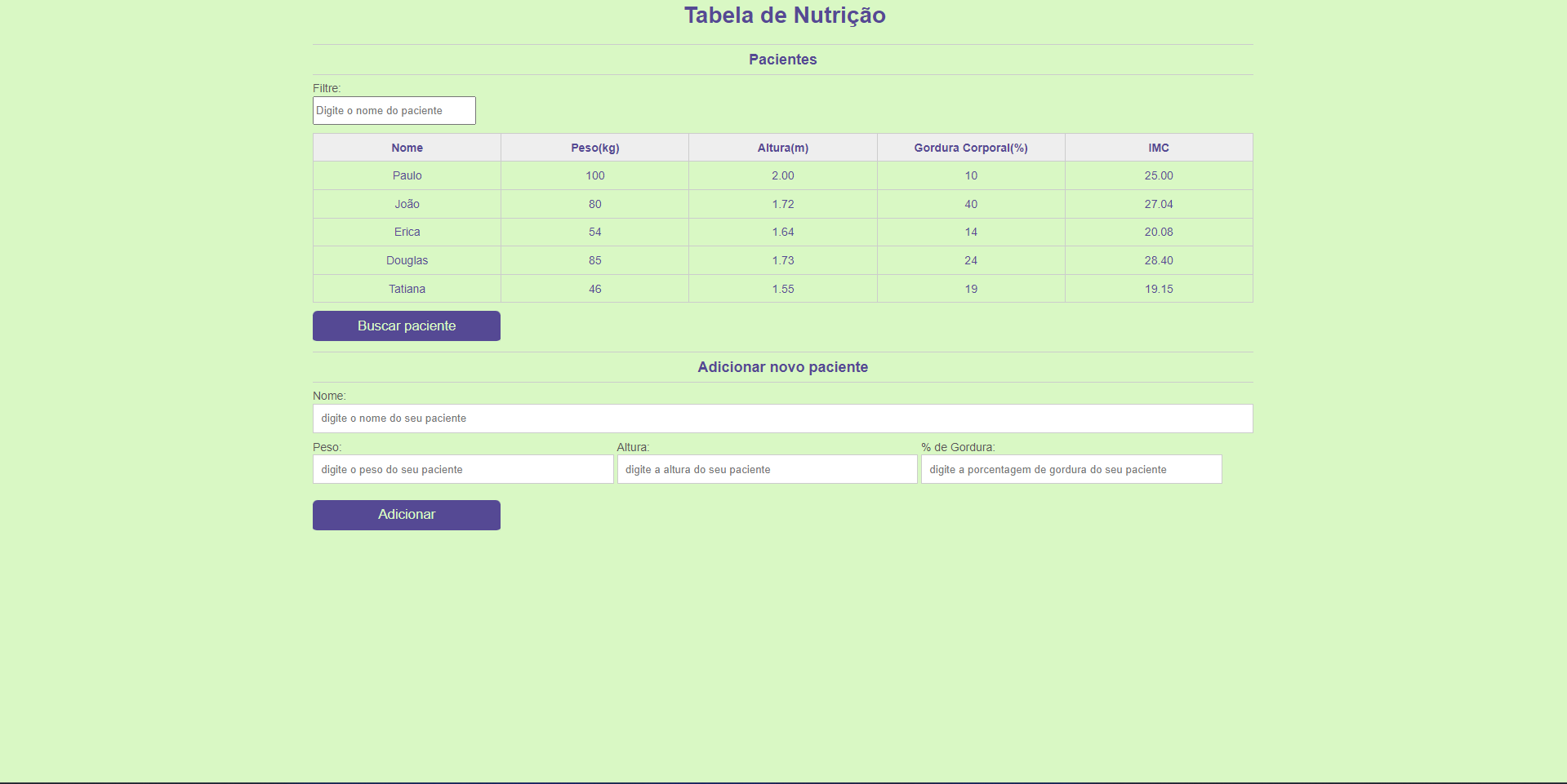 GitHub - QuerenFernandes/projetoNutricao: Projeto desenvolvido com o curso Javascript ...