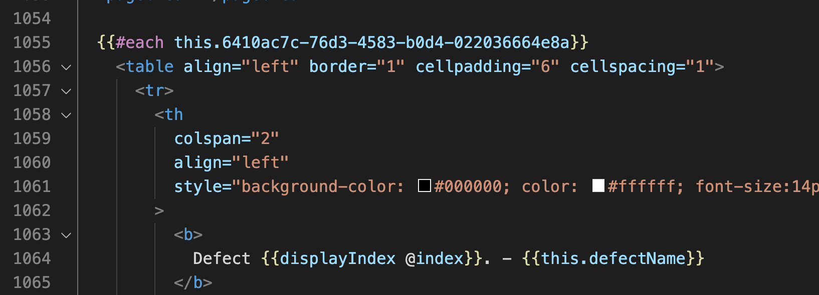 Cannot collapse Handlebars tags, only the HTML · Issue #117025 ...