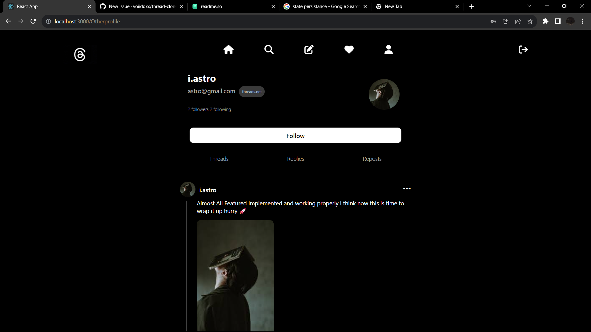 Github Voiiddxxthread Web App React Node Thread App Built By Using React And Node 1436