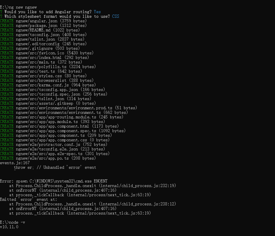 I Updated Angular Cli 7 0 2 On Windows 10 And An Error Occurred While Creating A New Project