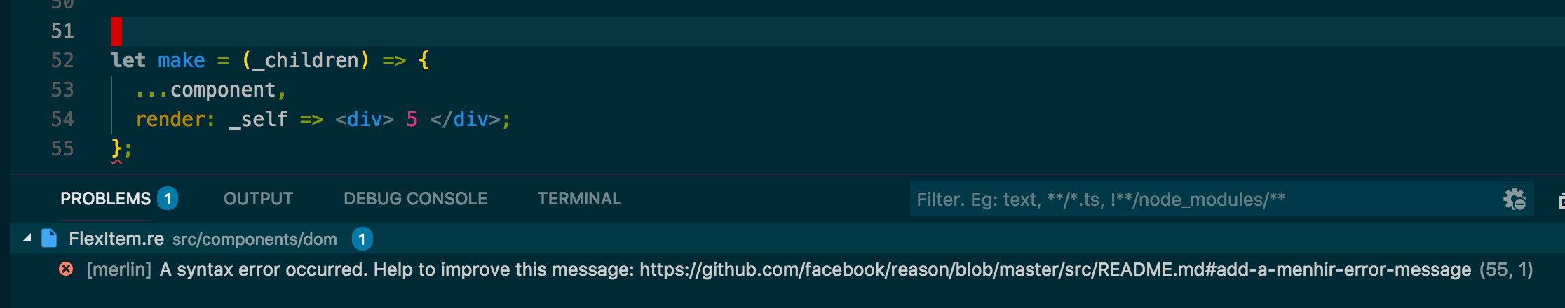 [merlin] A syntax error occurred. · Issue #217 · reasonml-editor/vscode ...