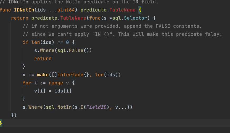 IDNotIn generated with unexpected behavior · Issue #3007 · ent/ent · GitHub