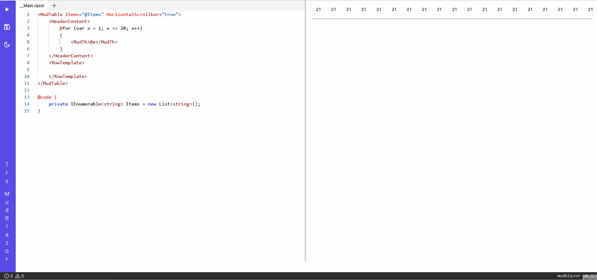 Mudth And Mudtd Only Displays Last Result When Using For Loop · Issue 6361 · Mudblazor