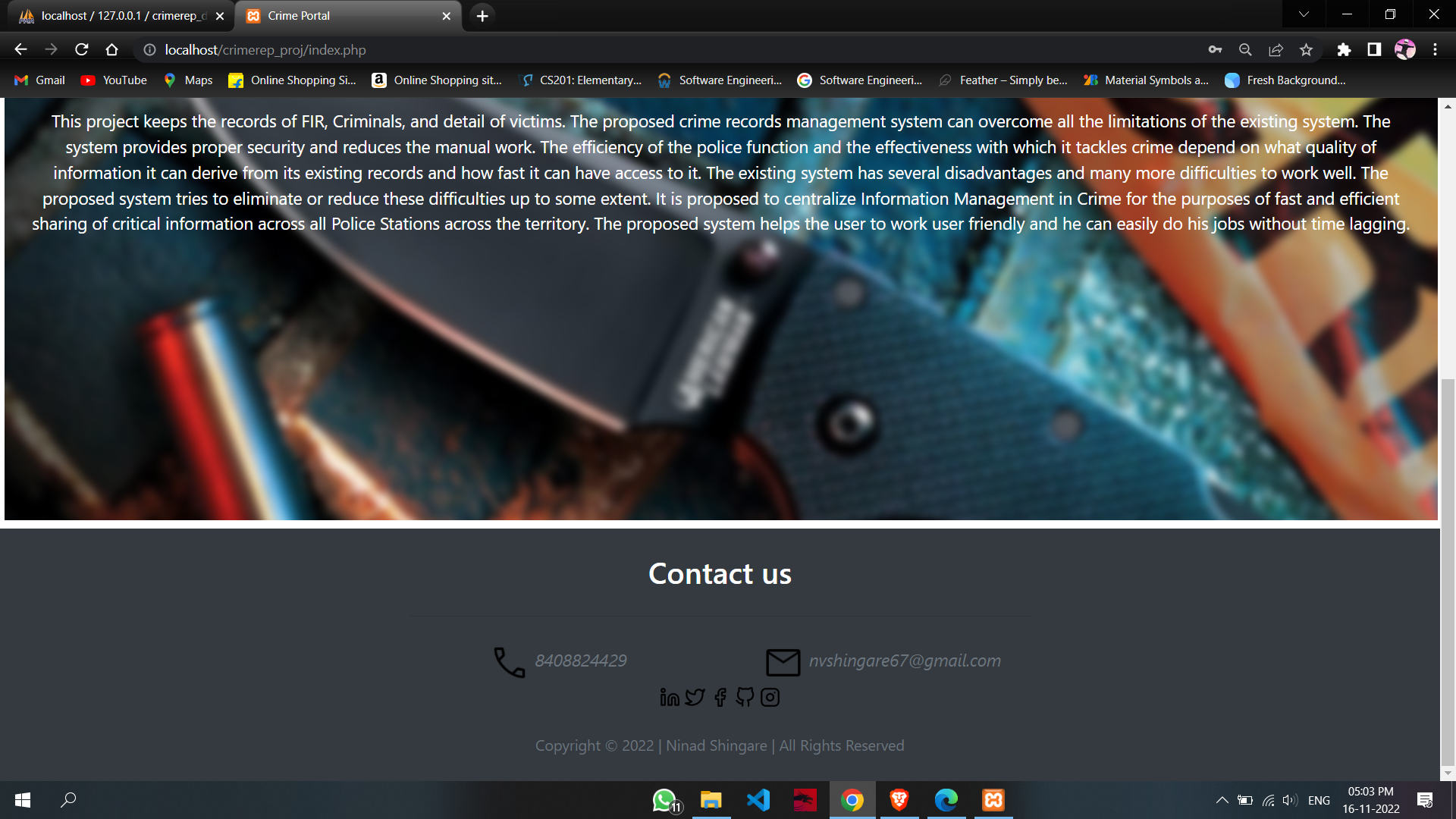 GitHub - NinadShingare/Crime-Reports-Management-System: Web Application developed using PHP ...