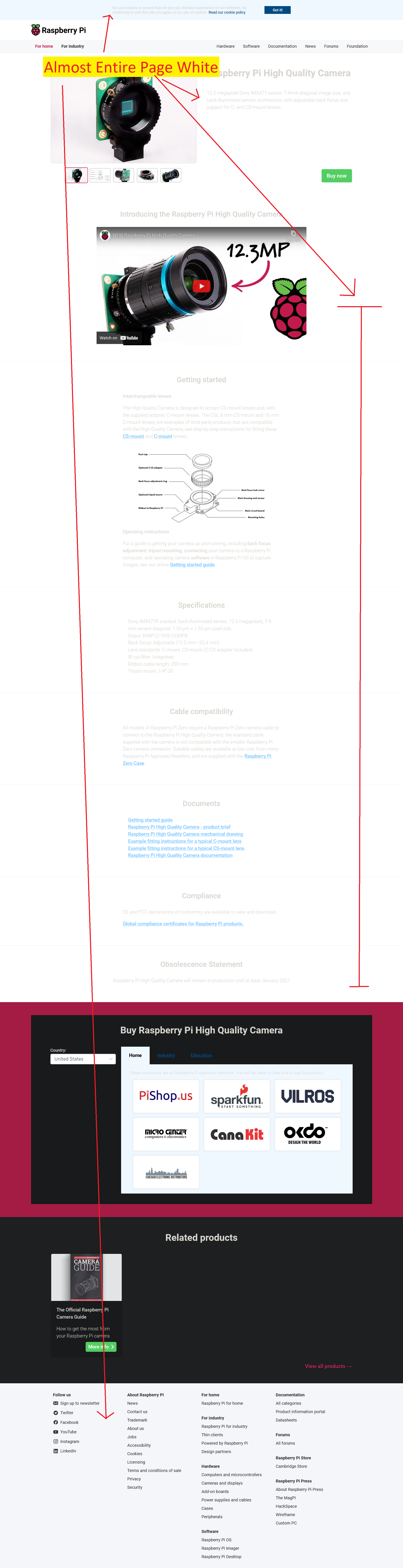 [Broken Website] Raspberry Pi Website - White Areas / Non White Areas of Web Pages Changing with ...