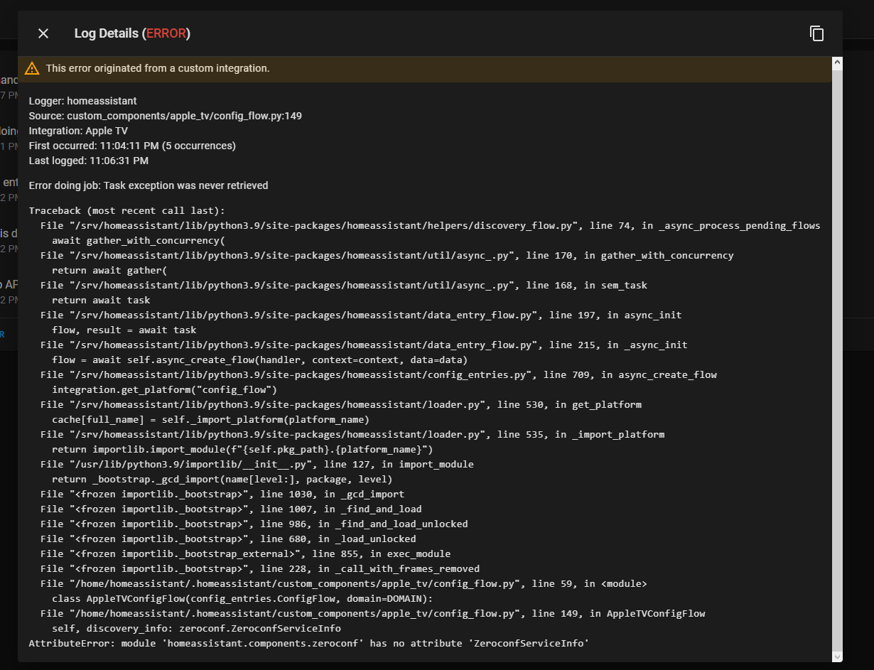 Config flow could not be loaded · Issue #1517 · postlund/pyatv · GitHub