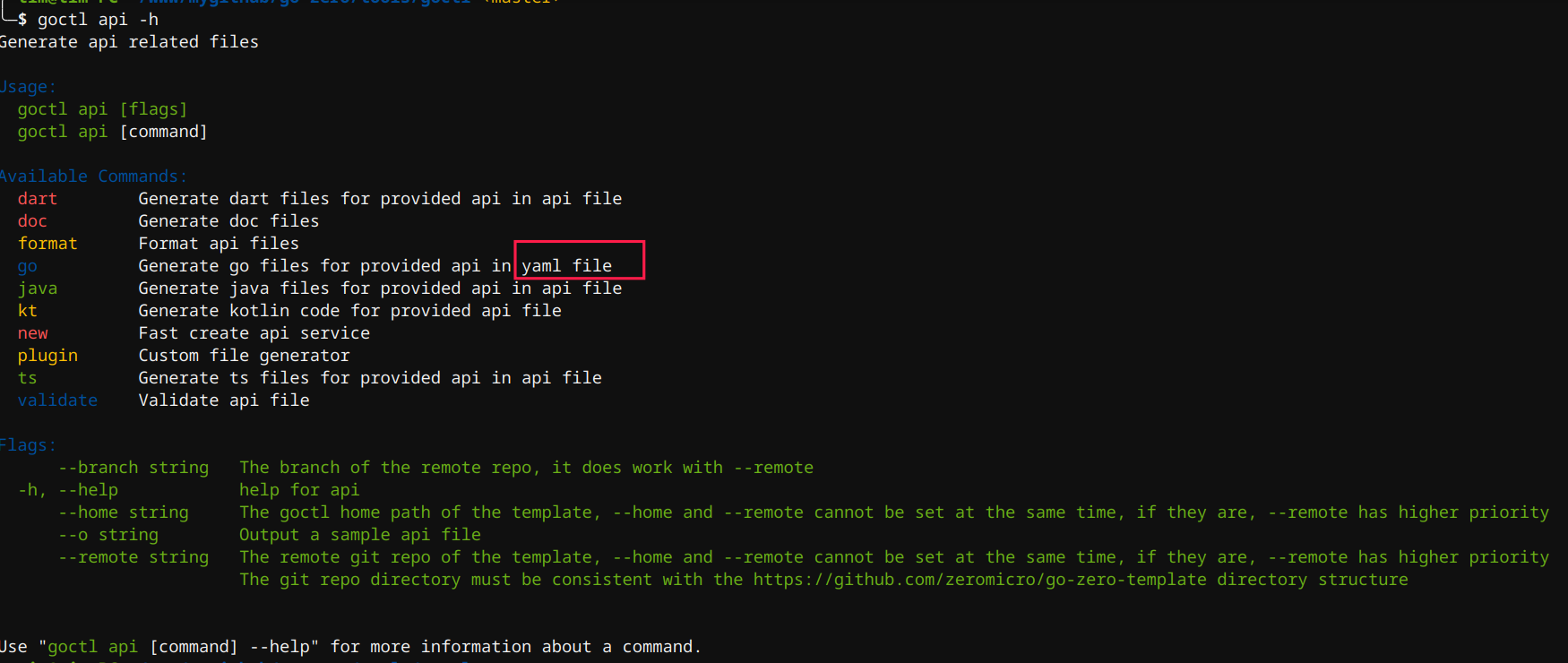 a doubt of goctl help message · Issue #2408 · zeromicro/go-zero · GitHub