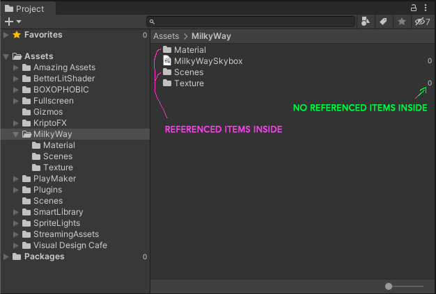 Indicate on a folder in the project view if referenced assets are ...