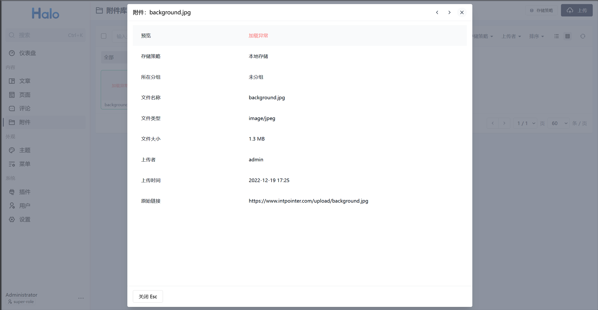 主题和附件能够上传成功，但是均加载失败 · Issue #3006 · halo-dev/halo · GitHub