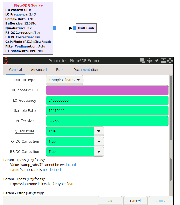 gr-iio: Pluto source block depends on existing samp_rate variable · Issue #5414 · gnuradio ...