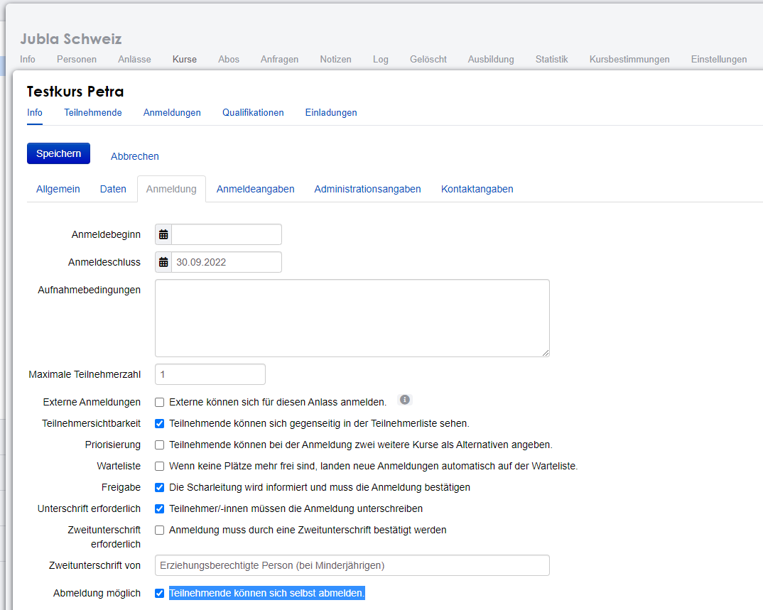 KURSE: Abmeldung für Kurs nicht möglich, obwohl Teilnehmende sich selbst abmelden können · Issue ...