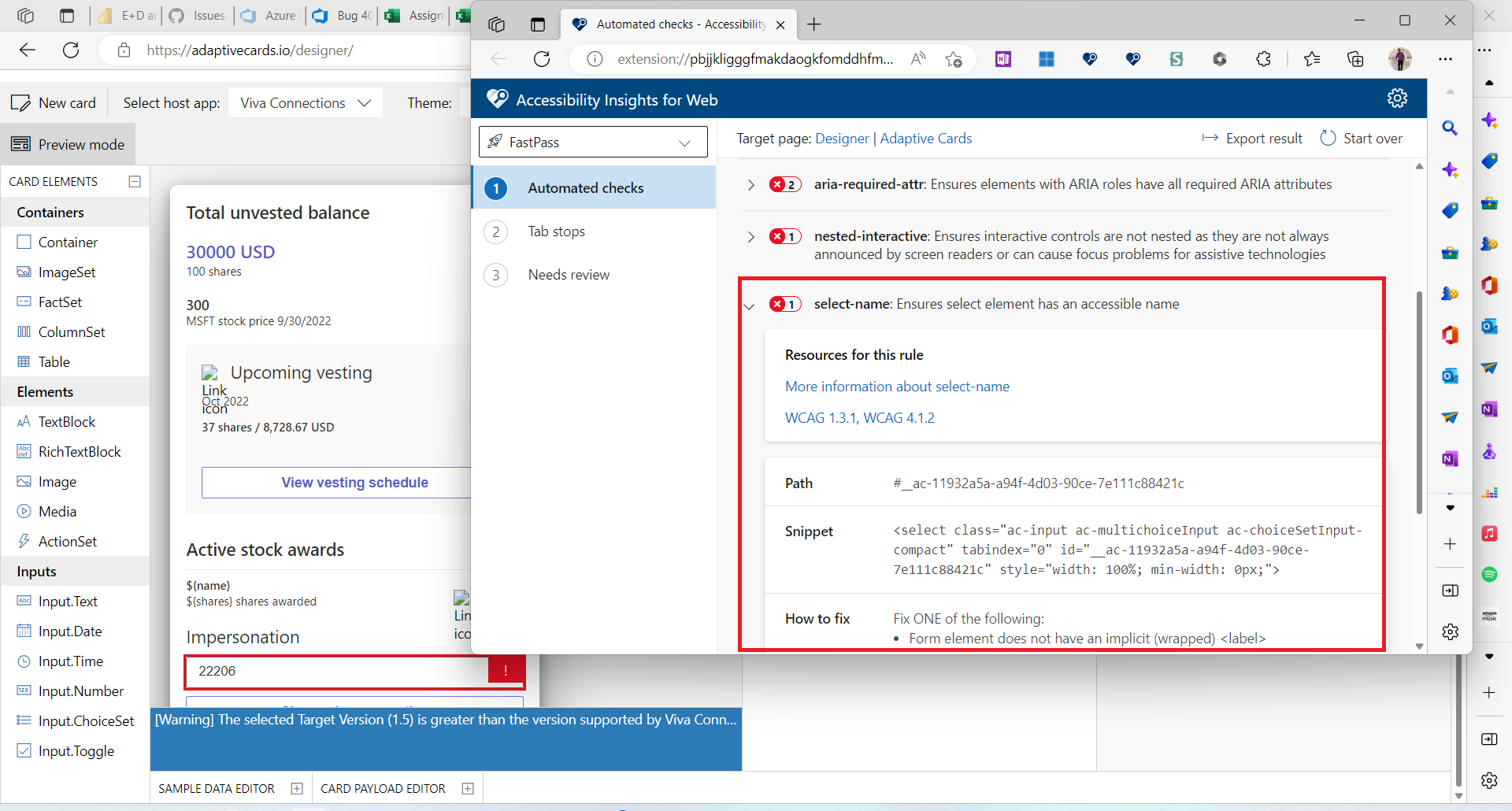 {Linked:Bug9781460} [Adaptive Cards> Designer]: Ensure select element has an accessible name ...