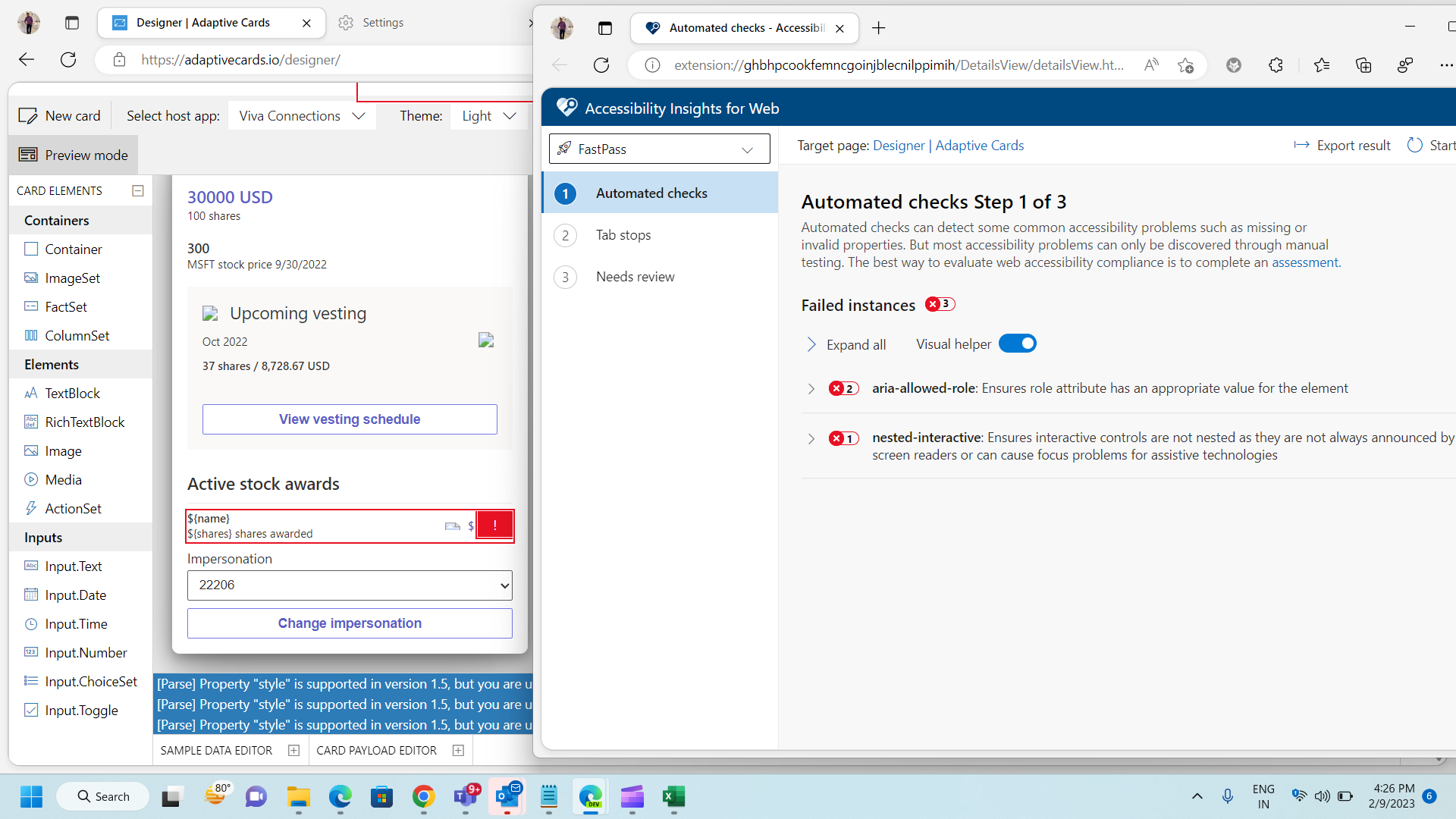Linkedbug9781460 Adaptive Cards Designer Ensure Select Element Has An Accessible Name