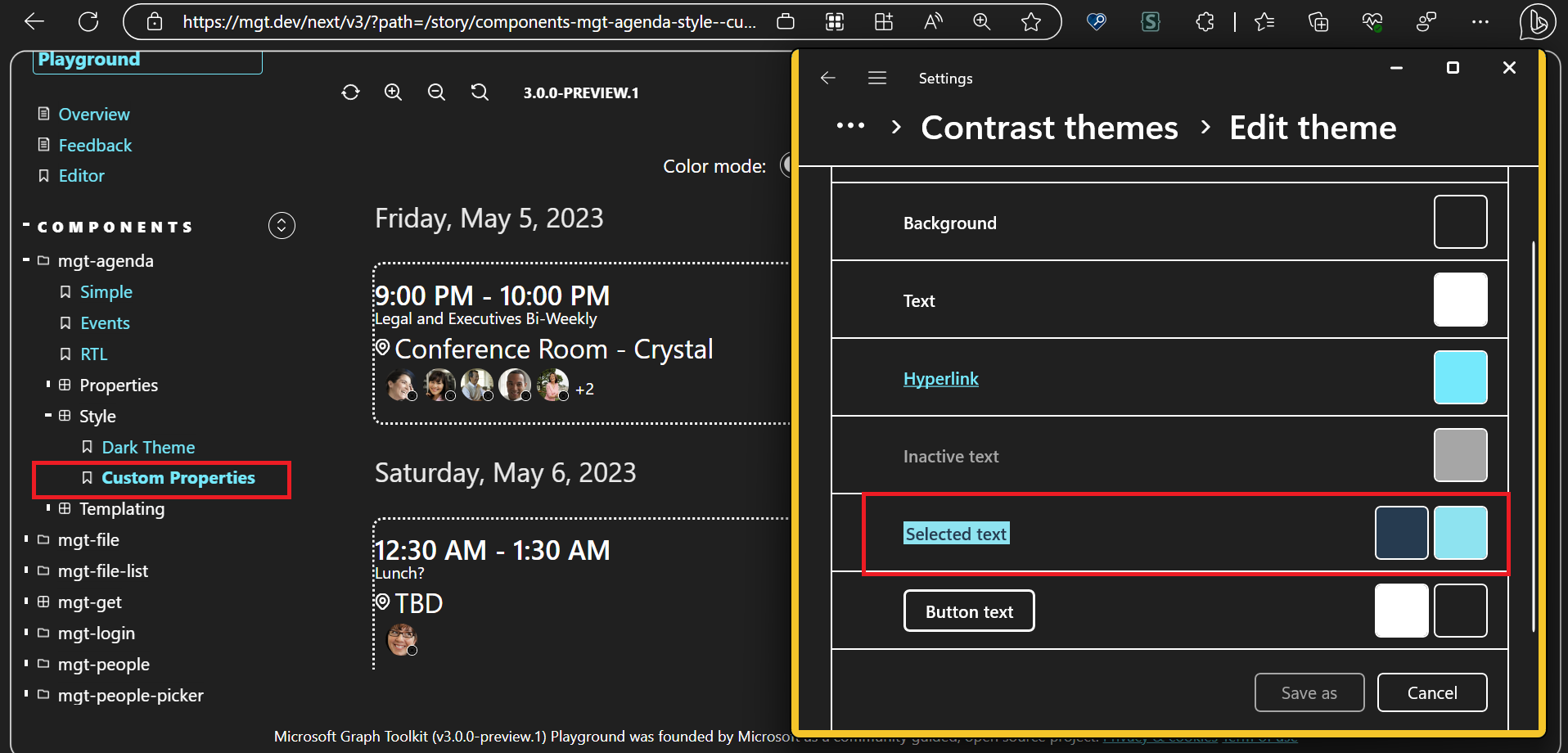 {Linked:Bug209106, LinkedBug} [Microsoft Graph Toolkit Playground-Style- Custom Properties ...