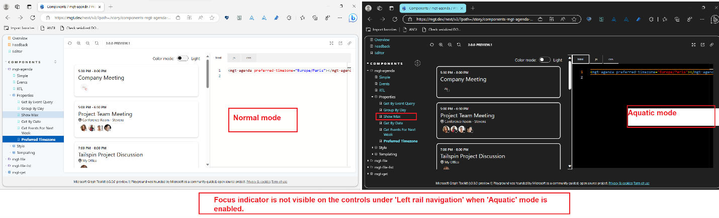 {Linked:Bug224320, LinkedBug}[MGTP-Left navigation region]: Keyboard focus indicator is not ...