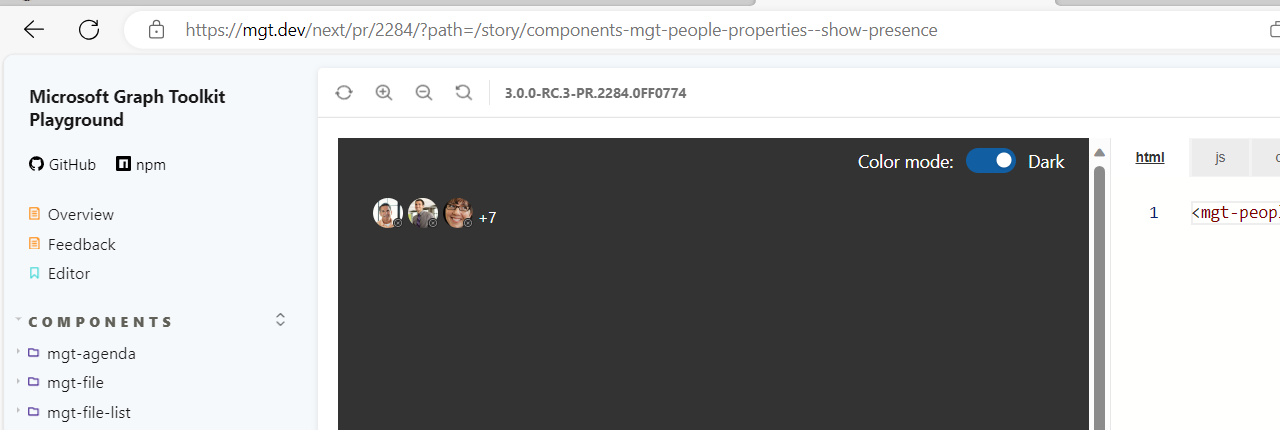 [MGTP> mgt-people> Styles> Dark Theme]: 'Color mode', 'Light', '+7' text is not visible on light ...