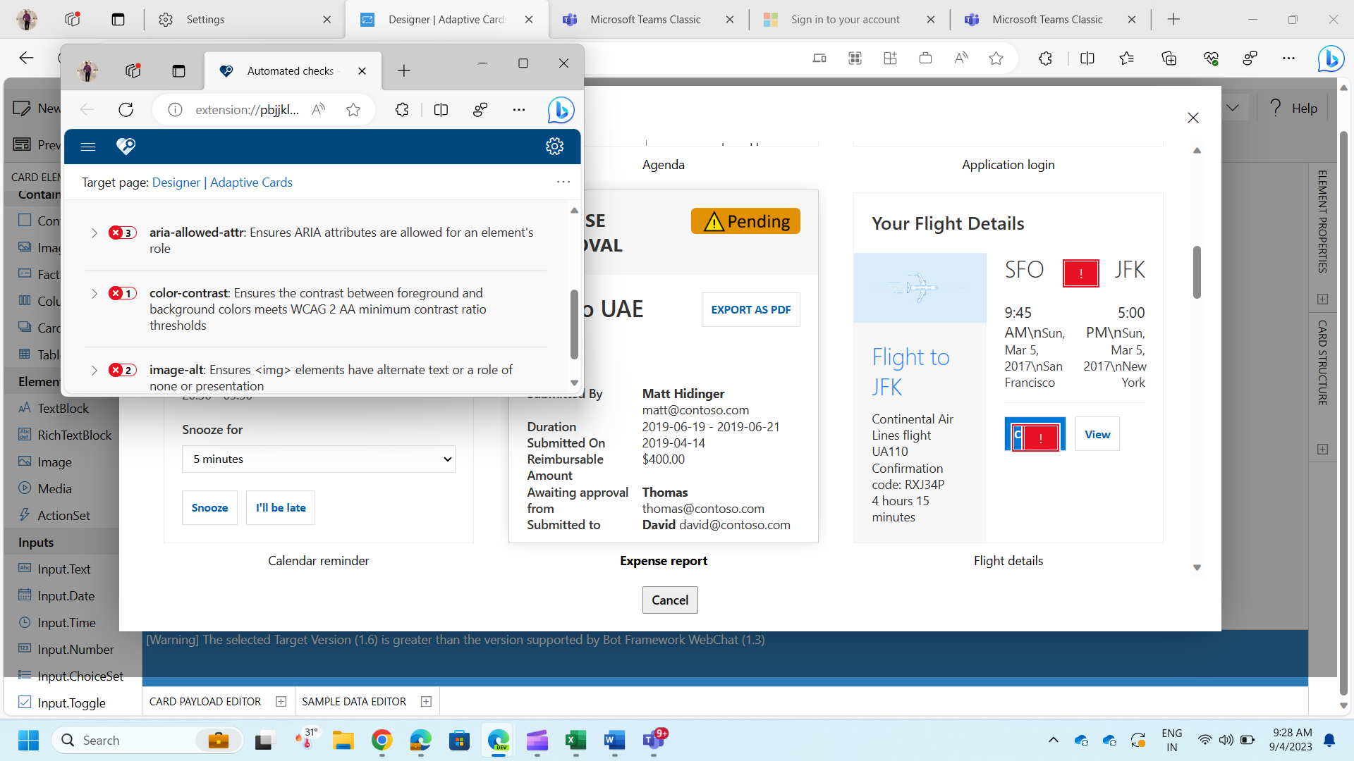 {Freeway-Bug}[Adaptive Cards - New Cards] - Ensures elements with ARIA roles have all required ...