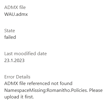 ADMX file referenced not found [Microsoft365/Intune] · Issue #265 · Romanitho/Winget-AutoUpdate ...