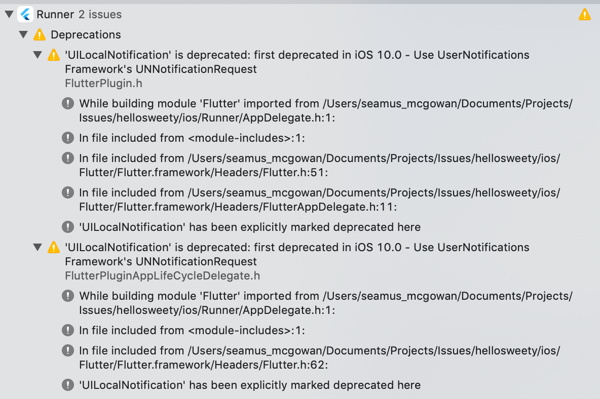 Updated XCode project's Deployment Target to iOS 10+: 'UILocalNotification' is deprecated ...
