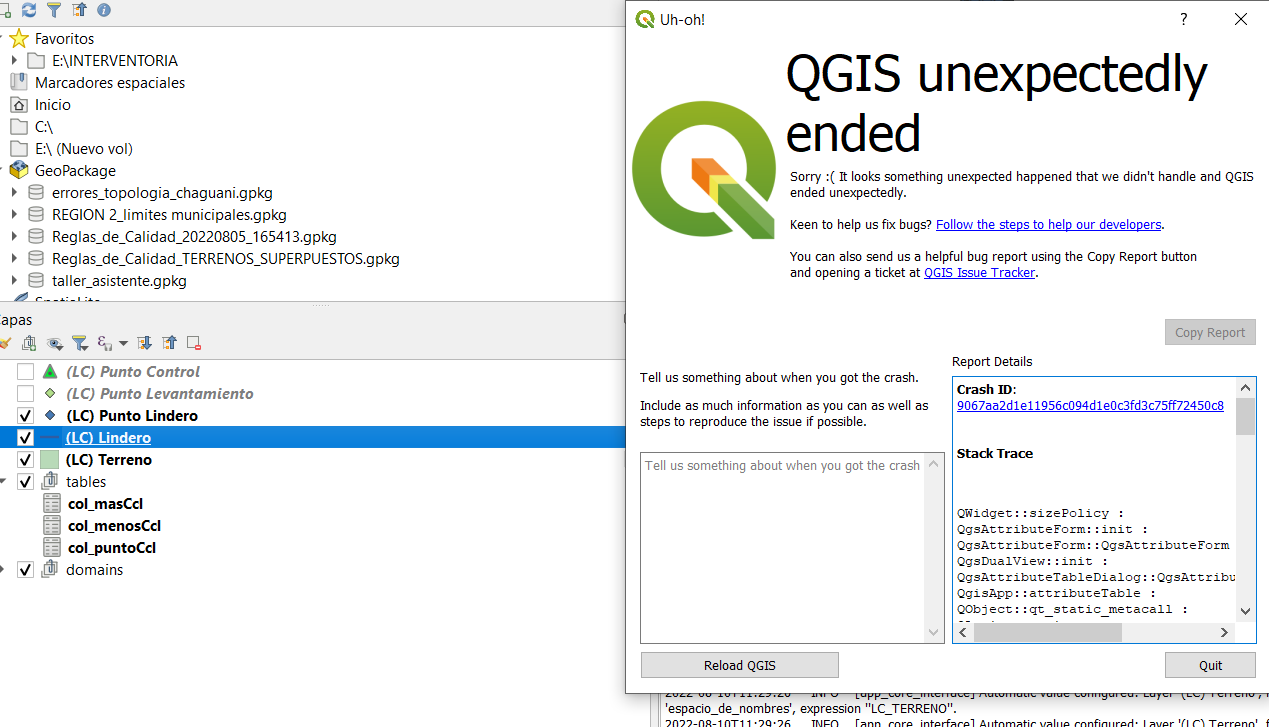 Error al abrir tabla de atributos de LC_Lindero · Issue #573 · SwissTierrasColombia/Asistente ...