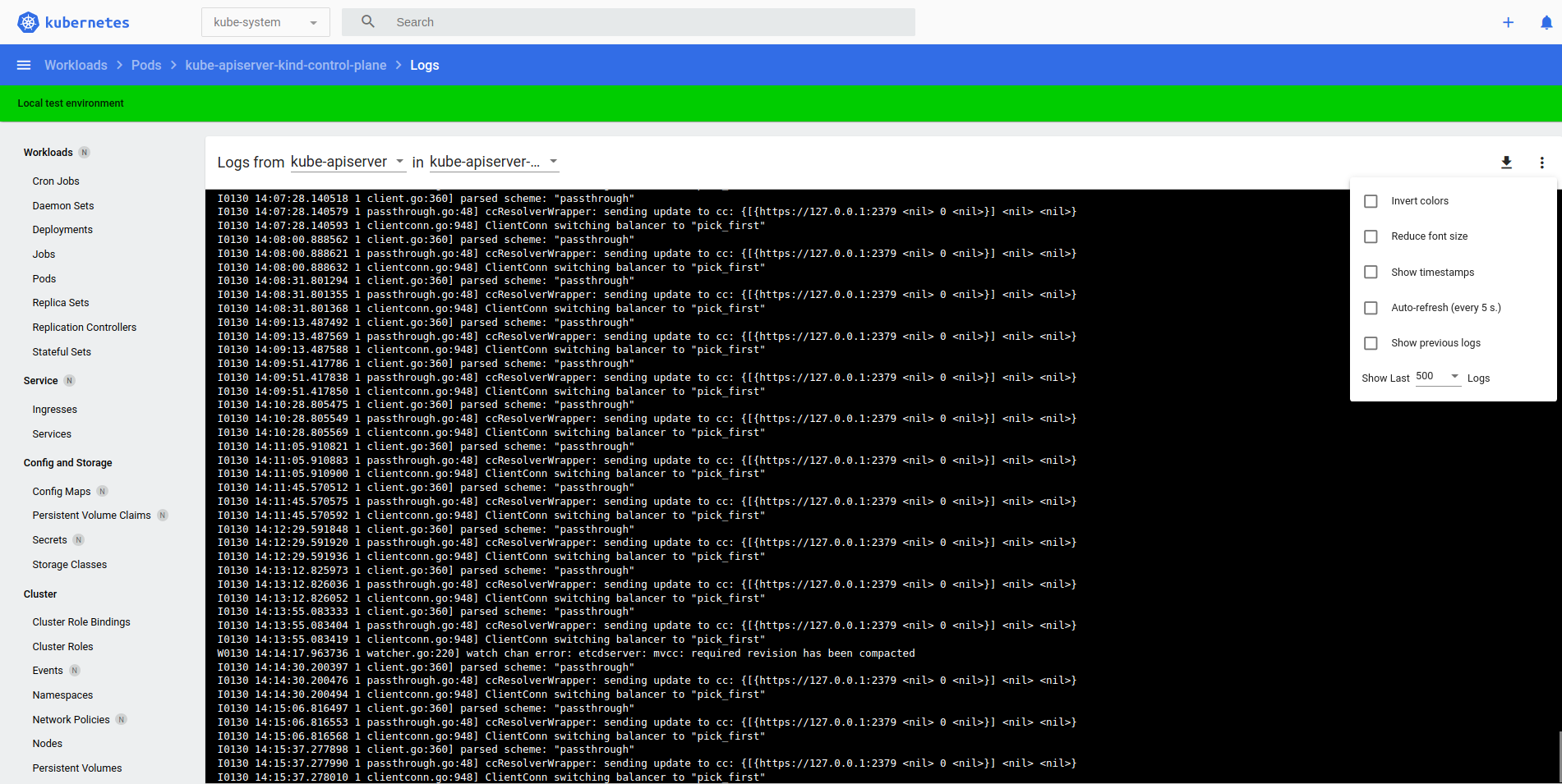 Display more logs in the dashboard UI · Issue #6700 · kubernetes ...