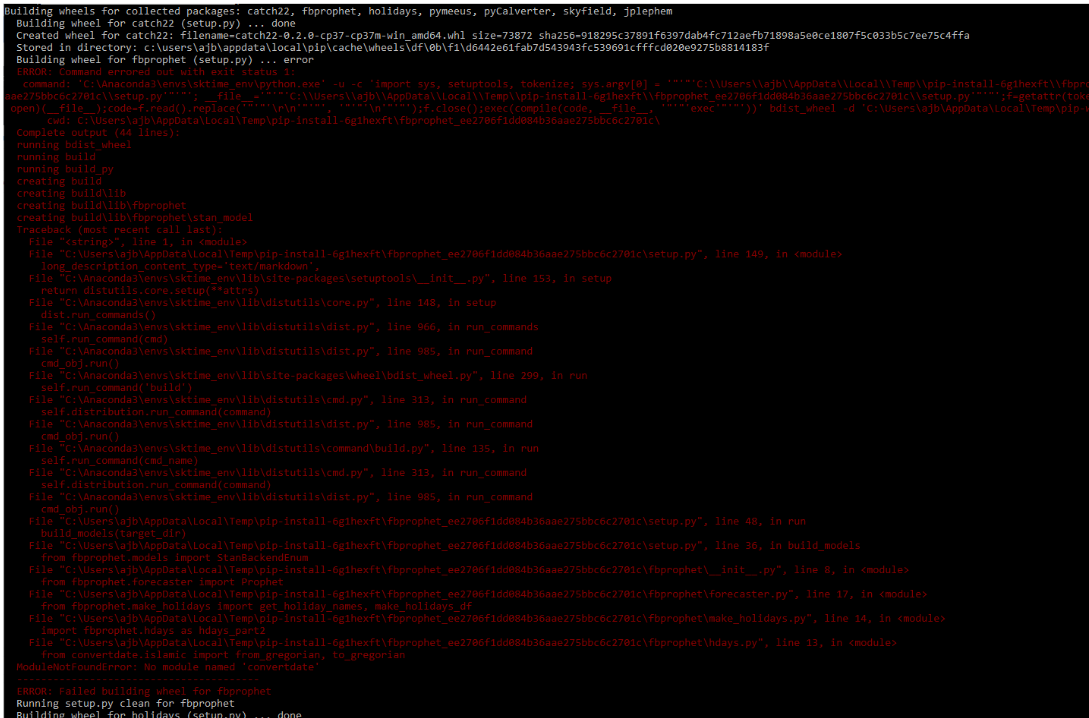 Bug Fbprophet Installation Error On Windows · Issue 666 · Sktimesktime · Github