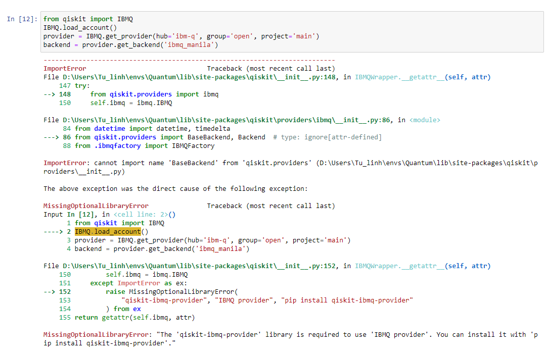 Can't use IBMQ provider thought 'qiskit-ibmq-provider' library is installed · Issue #901 ...