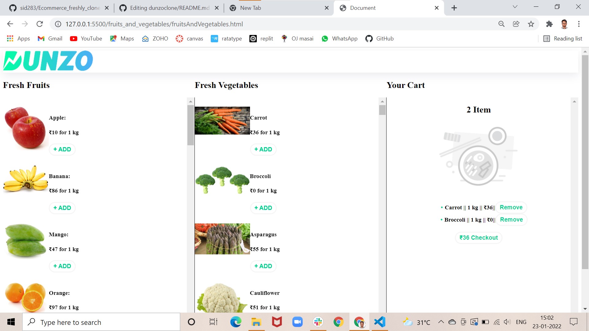 GitHub - AhmadZaki94/Dunzo-Clone: This is the Clone of website called Dunzo, Dunzo is an Indian ...
