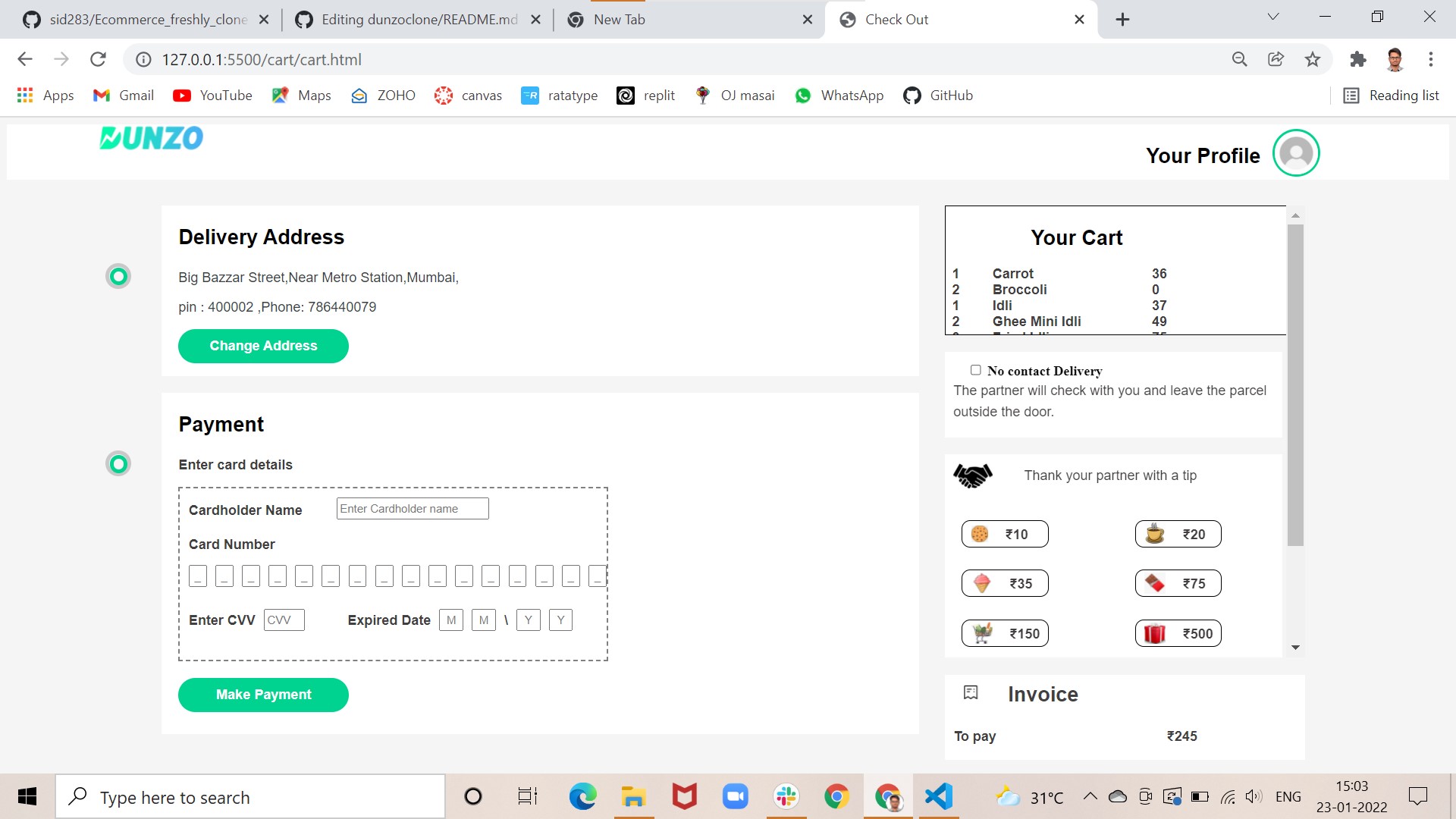 GitHub - AhmadZaki94/Dunzo-Clone: This is the Clone of website called Dunzo, Dunzo is an Indian ...