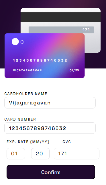 GitHub - vijayaragavankts/Interactive-card-details-form