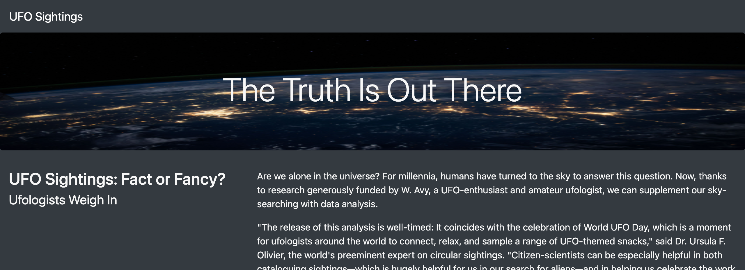 GitHub - WhitLib/UFOs: JavaScript, Bootstrap, and UFOs