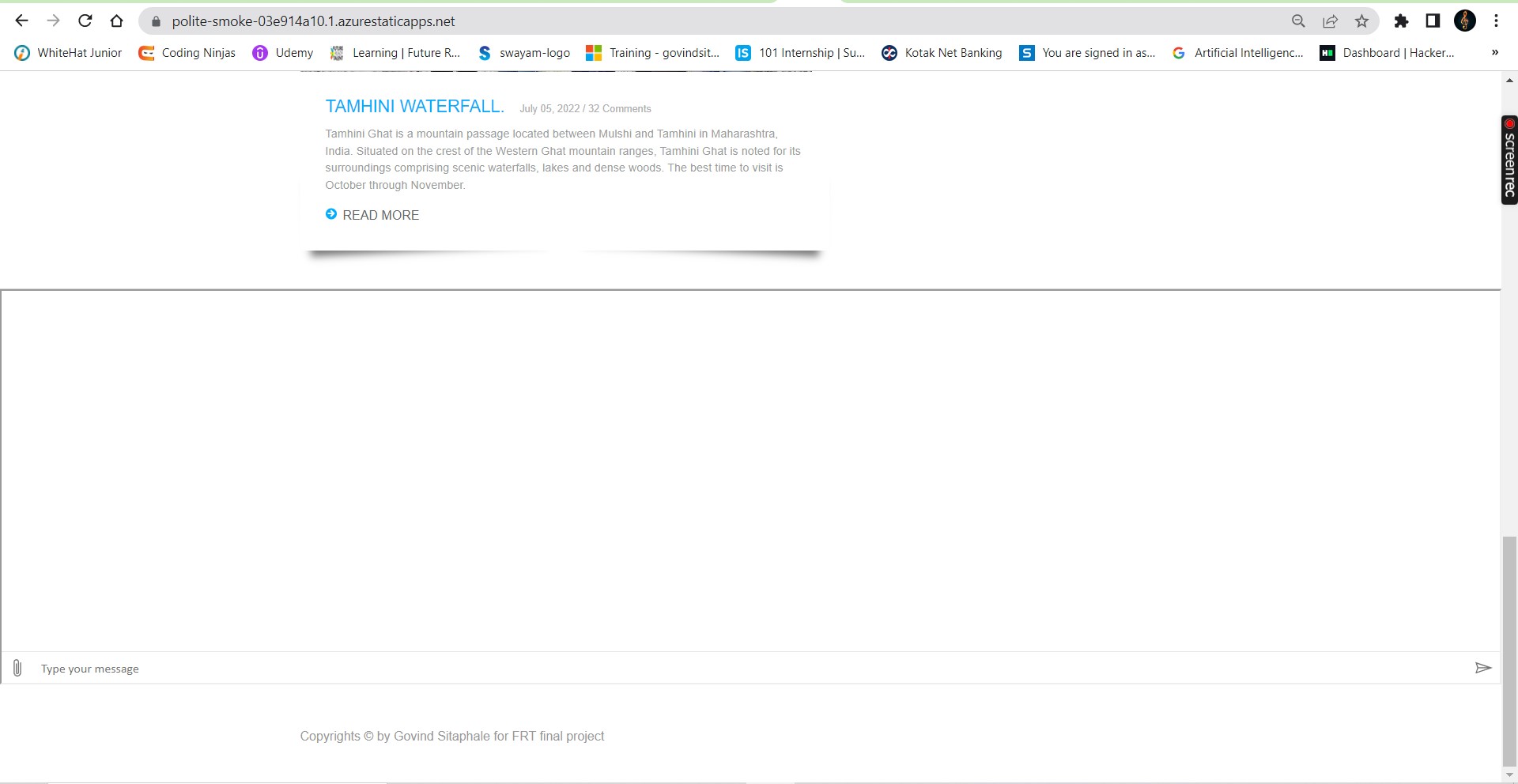 GitHub - crazygovind/FRT-Project: This is my Final FRT Project