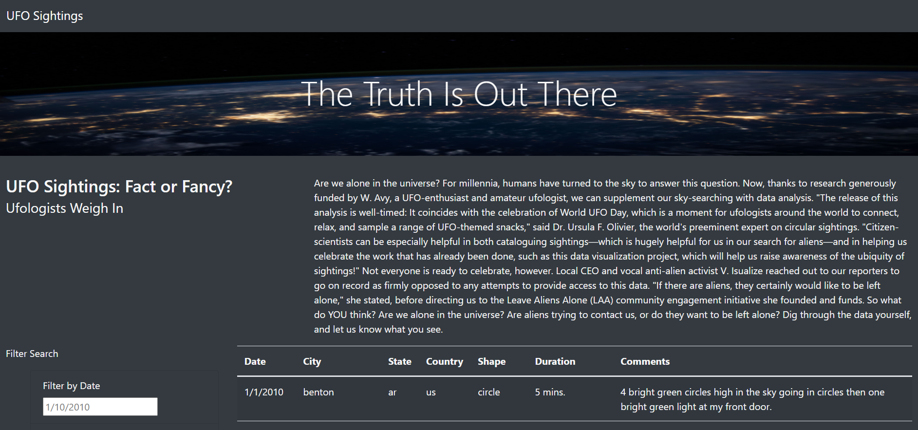 GitHub - finarra/UFOs