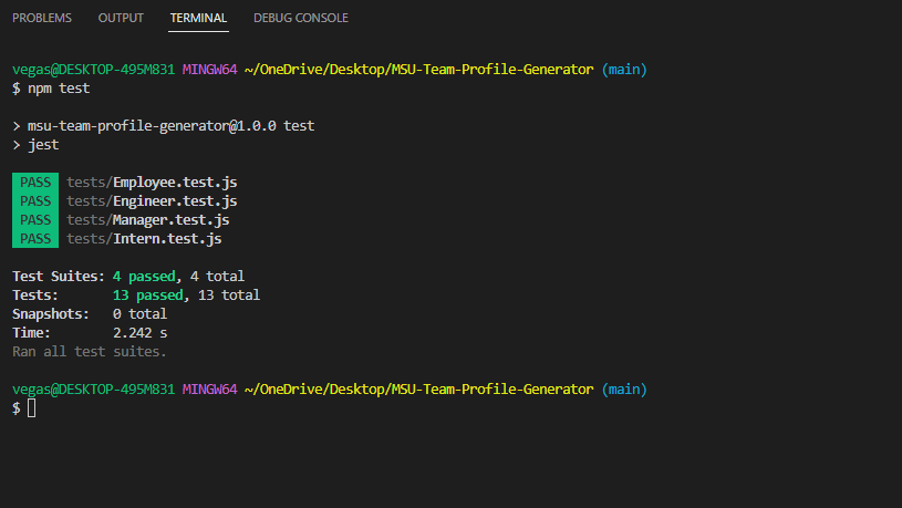 GitHub - vegascruz/MSU-Team-Profile-Generator: This program will be ran in the console using ...