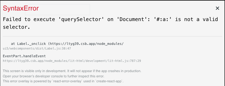 ui5-label: id with special character is not supported as `for` attribute · Issue #7633 · SAP/ui5 ...