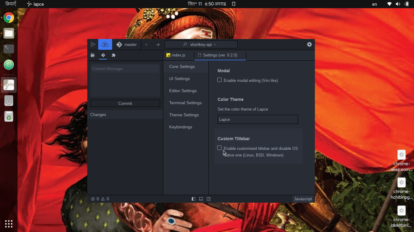 Fix settings: Enable customised titlebar and disable OS native one...... · Issue #1147 · lapce ...