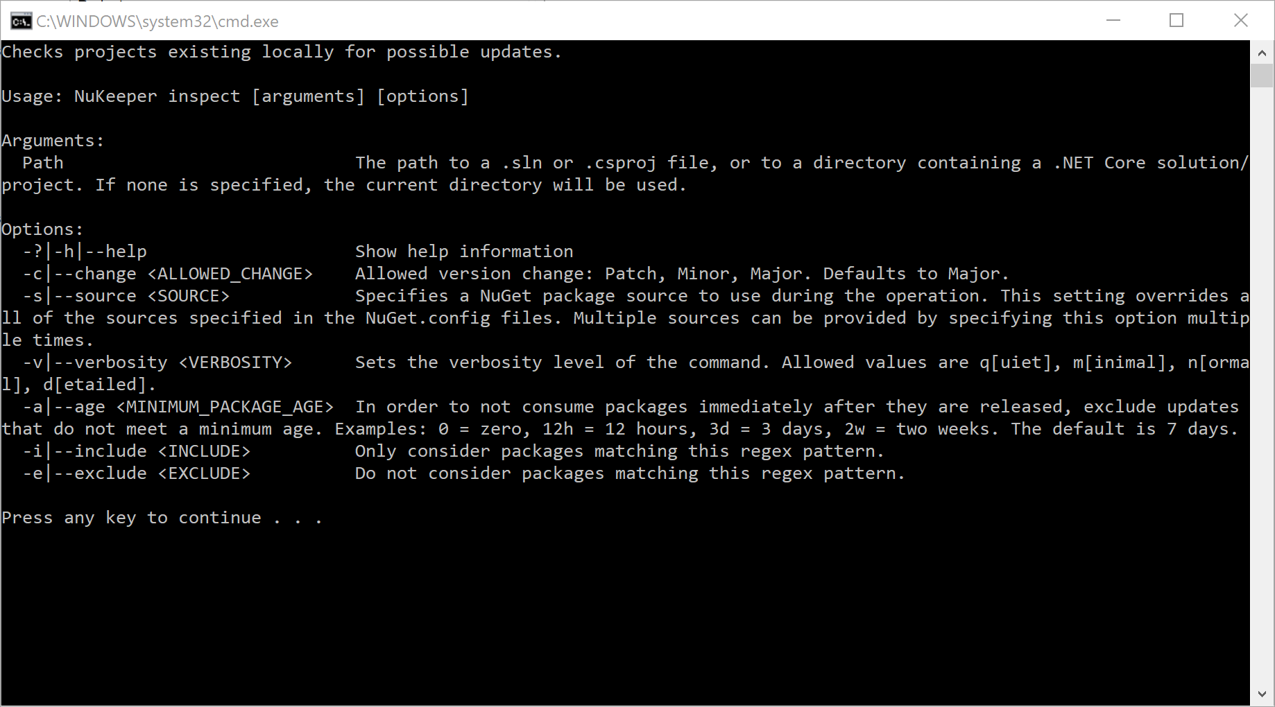 Command line options should be more alike other dotnet core tools · Issue #323 · NuKeeperDotNet ...