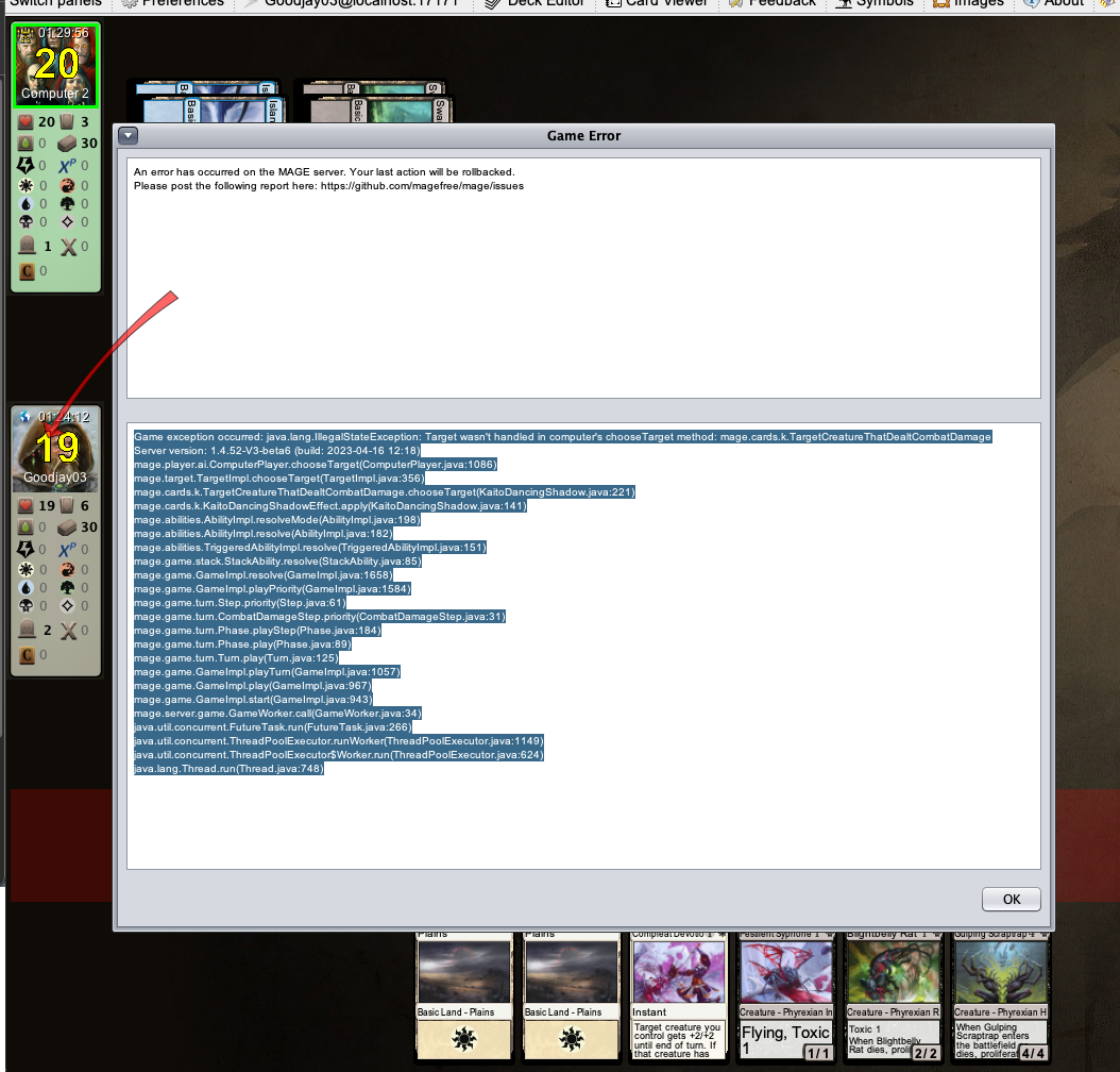 Game Error: computer's chooseTarget must support TargetCreatureThatDealtCombatDamage · Issue ...