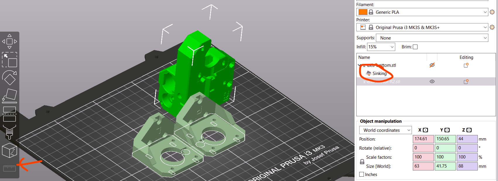 Measure tool disabled when there's an object "sinking" · Issue #11119 · prusa3d/PrusaSlicer · GitHub