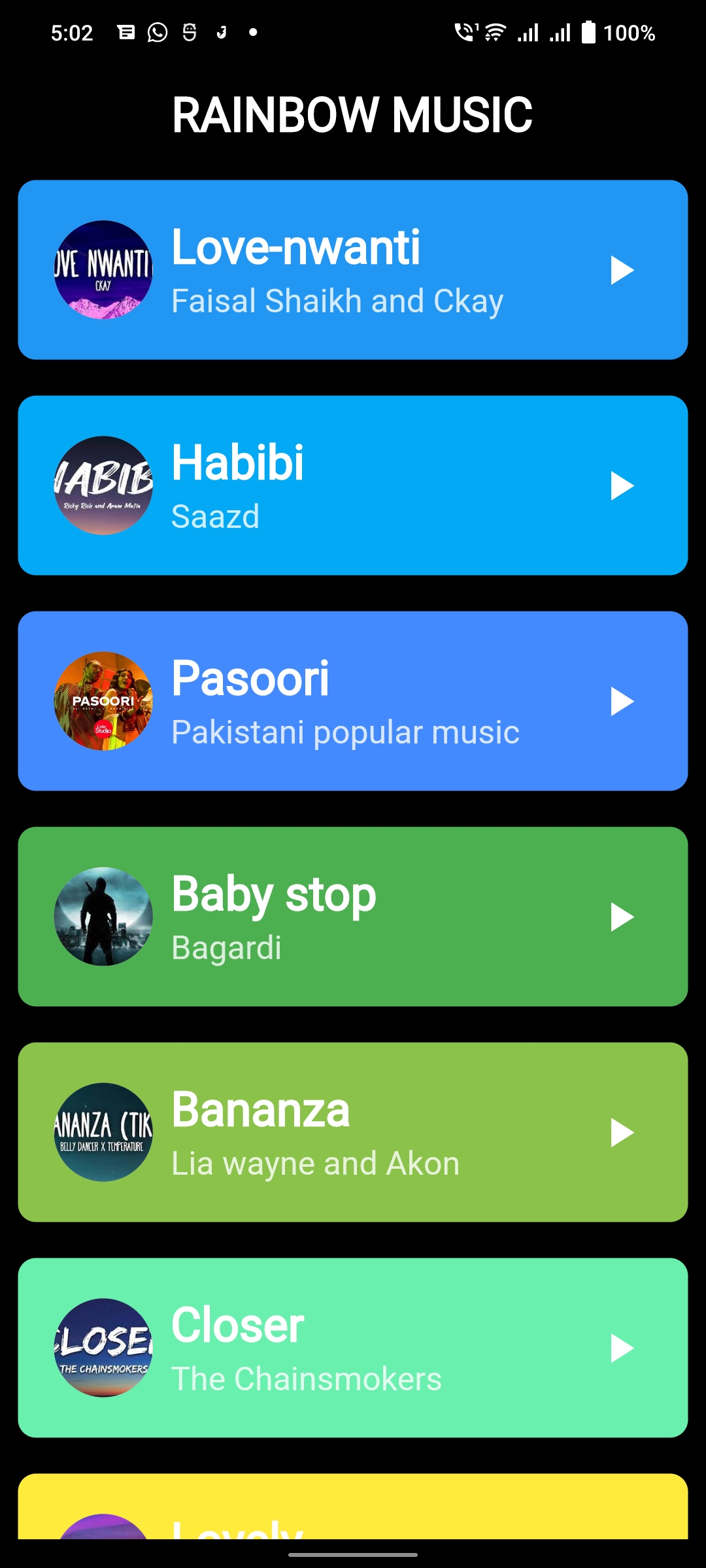 GitHub - voravi/rainbow-music-player